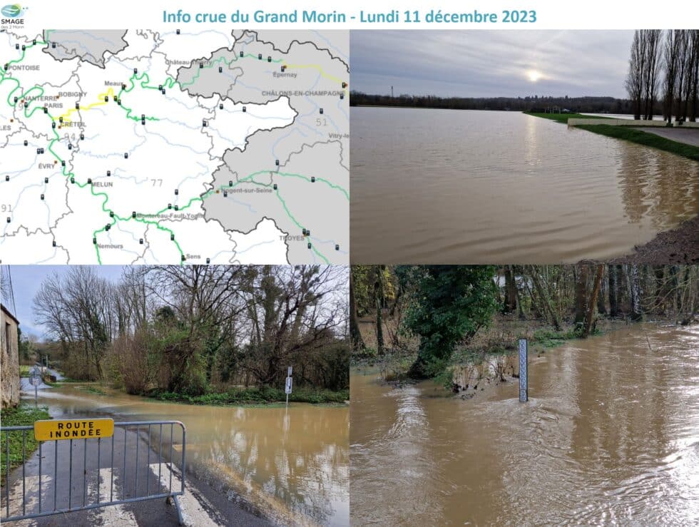 Info crue du Grand Morin - Lundi 11 décembre 2023 - smage2morin.fr